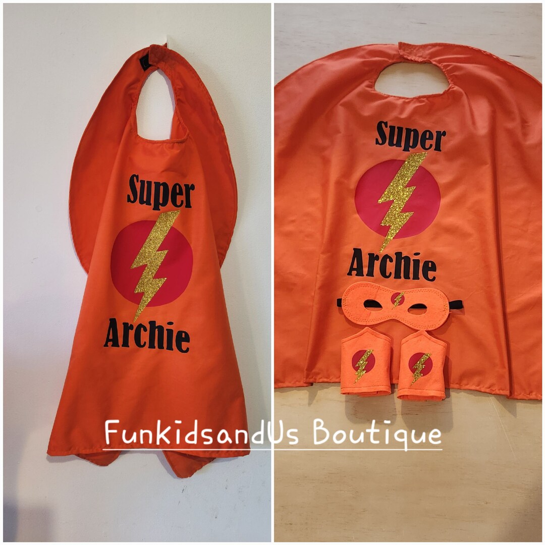 Personalized Super Kid Cape Flash Cape,wristband and Mask Super Hero ...