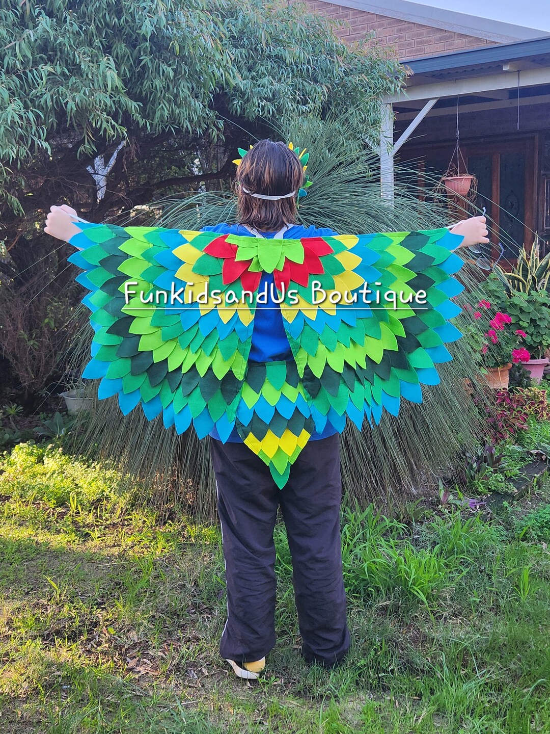 Hummingbird Felt Wings Costume - Green Bird Wings - Sewn Bird Wings ...