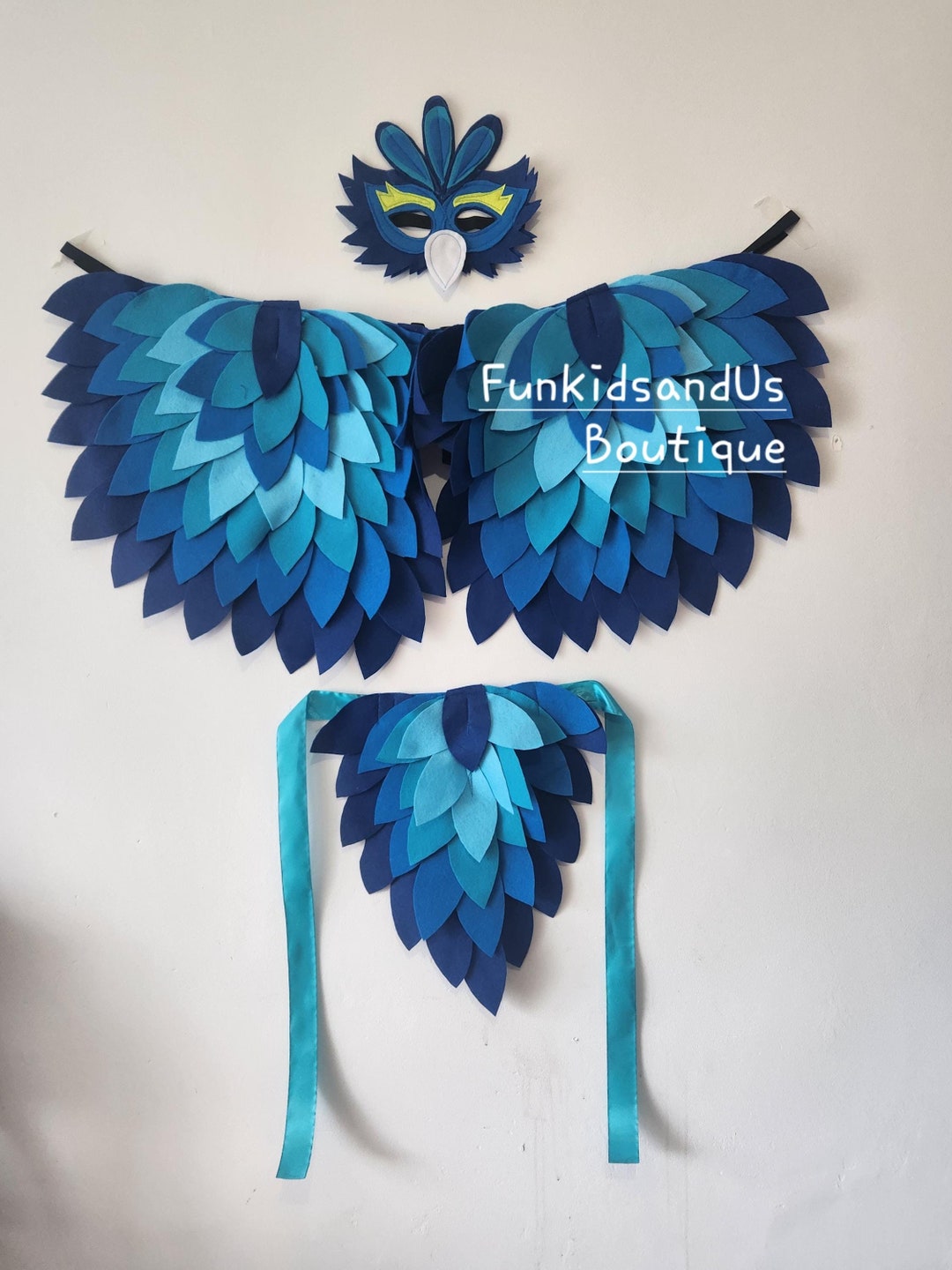 Blue Bird Wings, Costume Sewn Blue Bird Costume, Bird Felt Wings ...