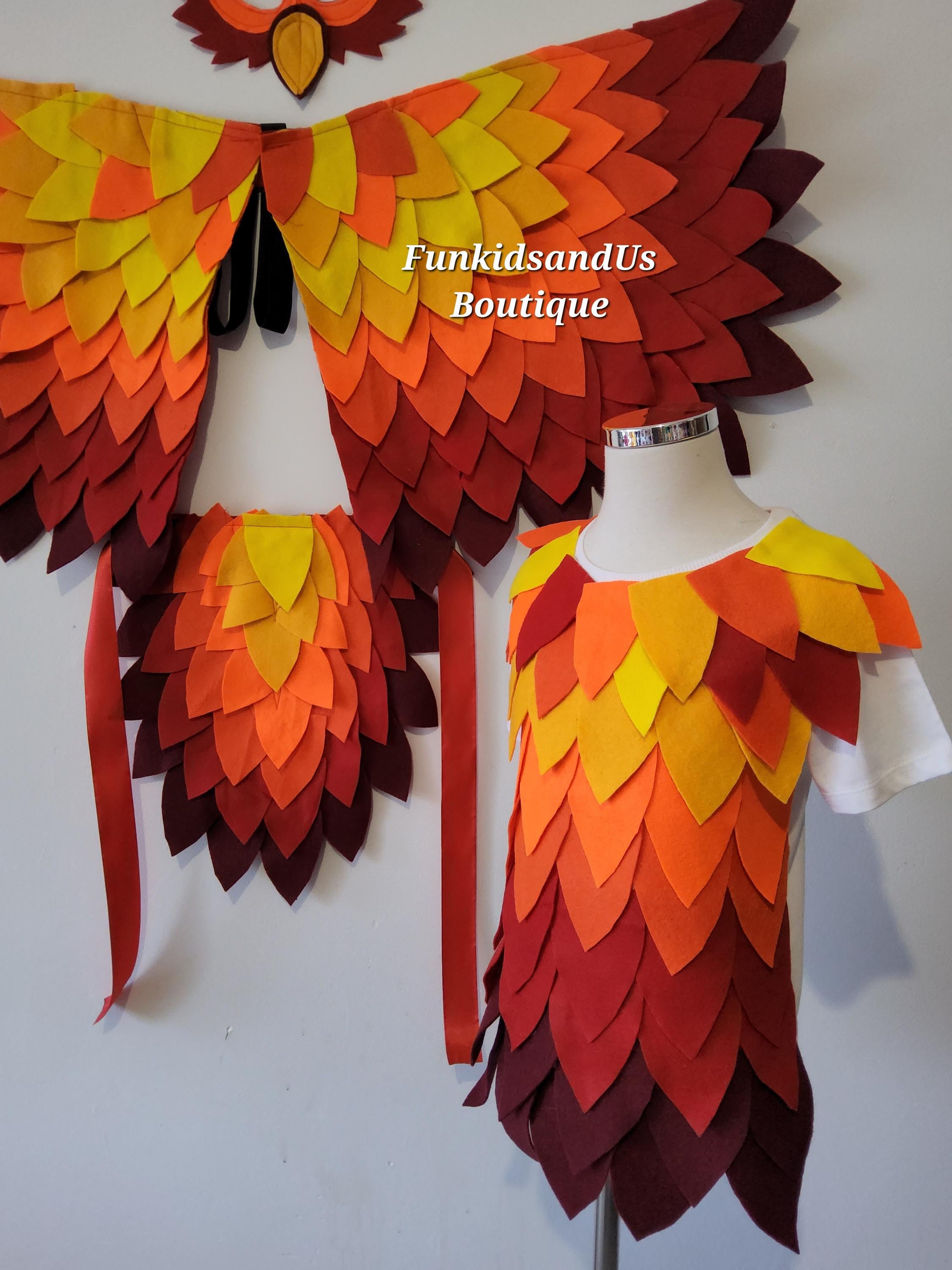 Phoenix Bird Costume Set: Felt Wings, Tunic & Mask - Etsy