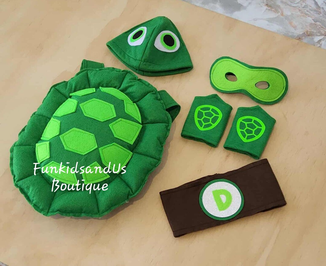 Handmade Felt Turtle Costume Set: Shell, Mask & Armbands - Ninja ...