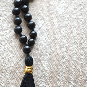 108 Genuine Black Jade Hand Knotted Prayer Japa Karma Mala Necklace ...