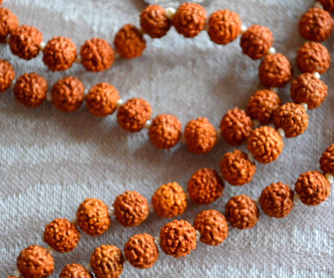 Rudraksha Mala 8 Mm, 108 Japa Mala Knotted, 108 Prayer Mala, Rudraksha ...