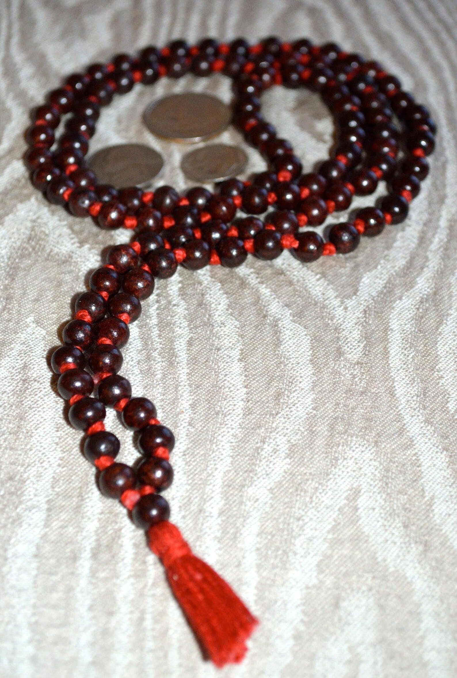 Red Tulsi Holy Basil Hand Knotted Mala 108 Beads Necklace | Etsy