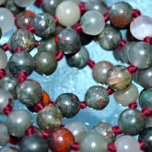 Red African Bloodstone Mala Beads Necklace Enhances Blood Flow ...