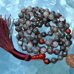 Red African Bloodstone Mala Beads Necklace Enhances Blood Flow ...
