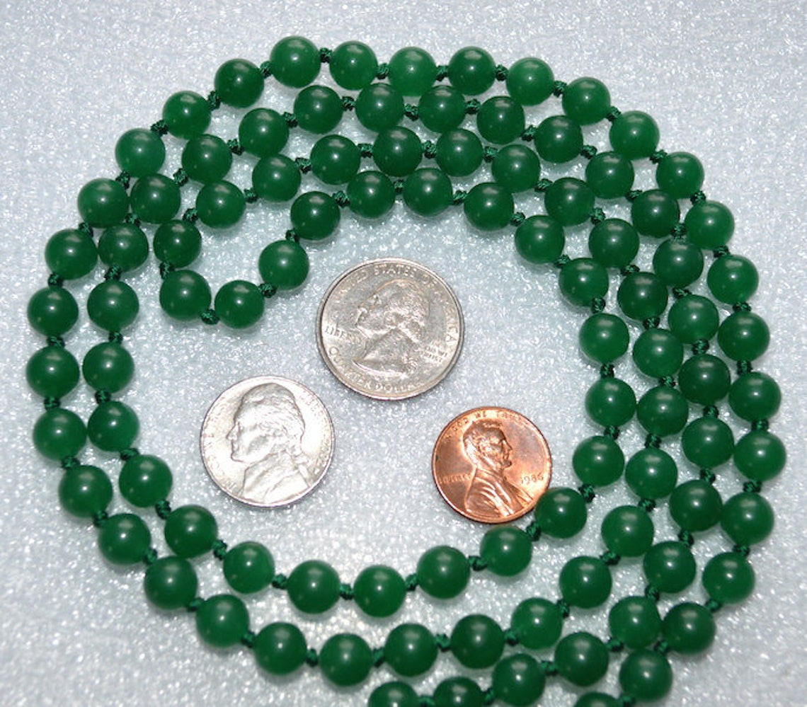 108 Green Mala Beads Knotted Mala Tassel Necklace Yoga | Etsy