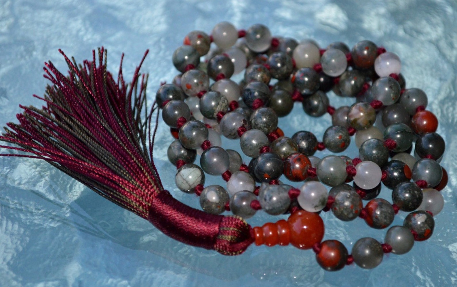 Red African Bloodstone Mala Beads Necklace Enhances Blood | Etsy