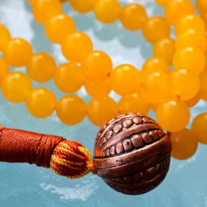 Yellow Jade Handmade Yoga Mala Beads Necklace Karma Nirvana - Etsy