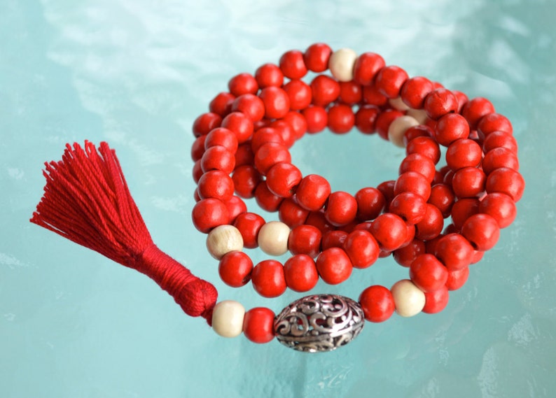 108 Wooden Dyed Handmade Mala Beads Necklace blessed Karma - Etsy