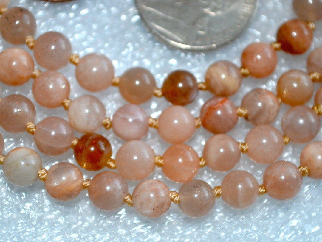 108 Beads Healing Mala Necklace, Sacral Chakra, 7 Chakra Peach ...