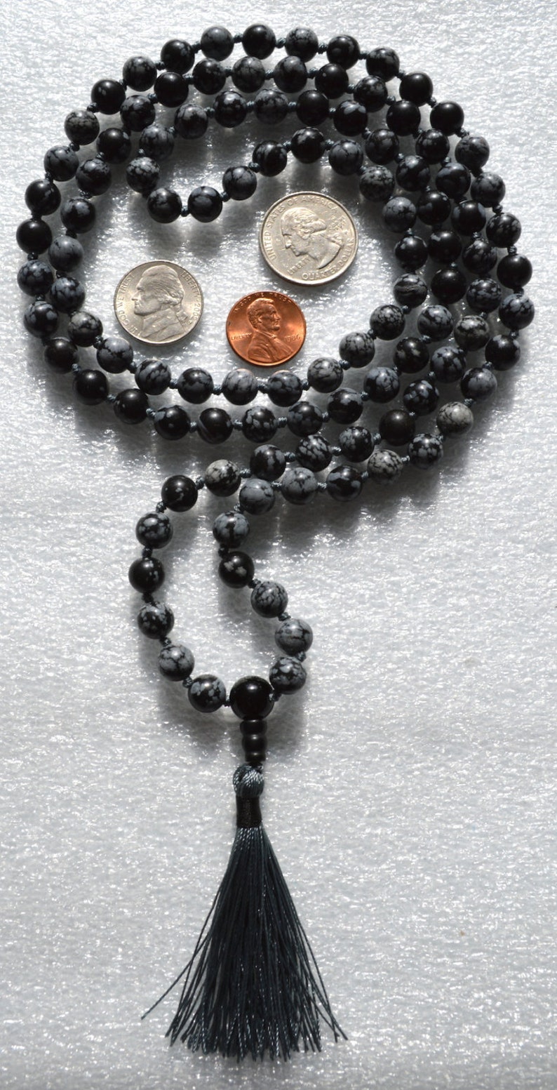 Snowflake Obsidian Detoxification Stone Mala Black Stone Mala - Etsy