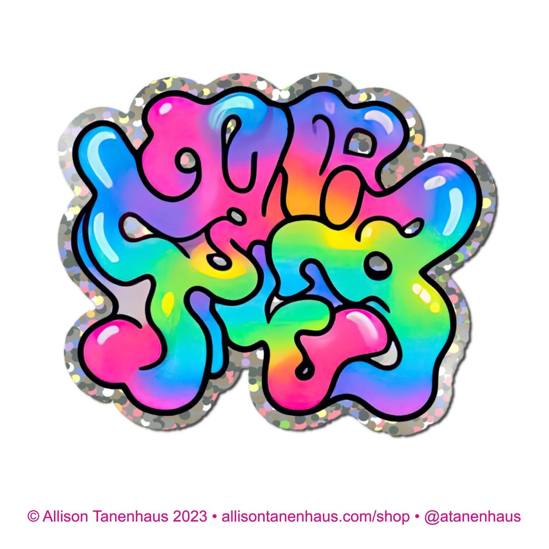 Rainbow Glitter Spraypaint Sticker. Vinyl Street Art Sticker. Abstract ...