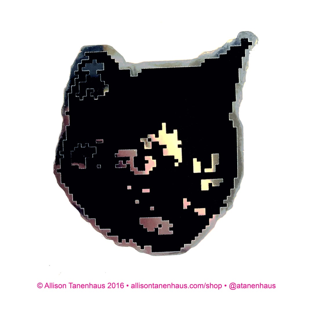 Silver Tortoiseshell Cat Sticker. Black Cat. Vinyl Kitty Sticker. Cat ...