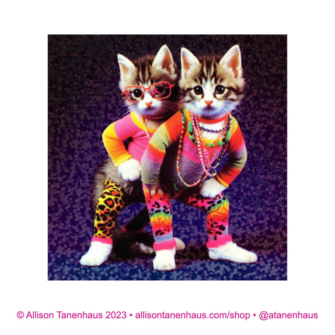 Glitter New Wave Dance Cats Sticker. Glitter Kitty Sticker. Tabby Cat ...