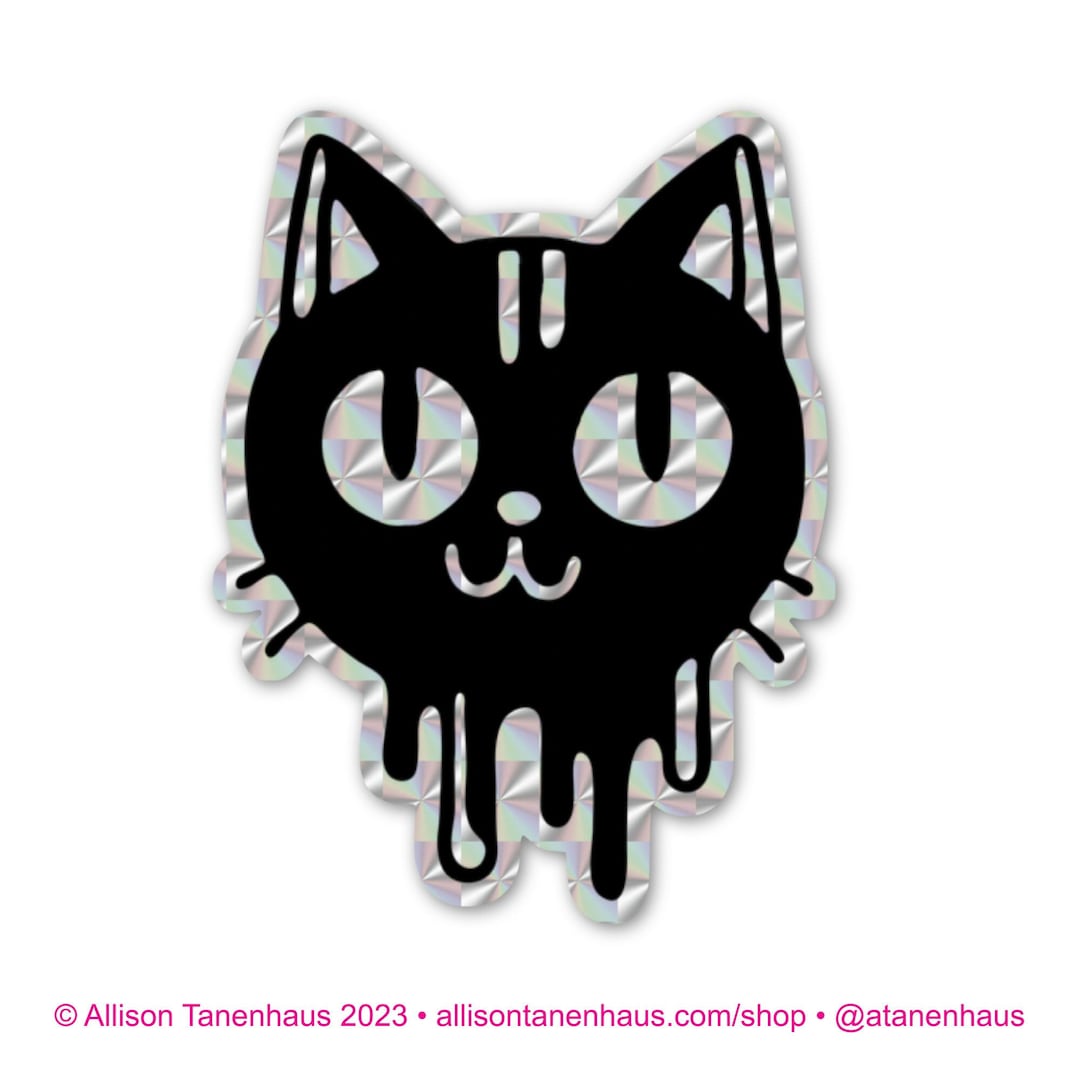 Prismatic Drippy Cat Sticker. Vinyl Kitty Sticker. Cat Laptop Sticker ...