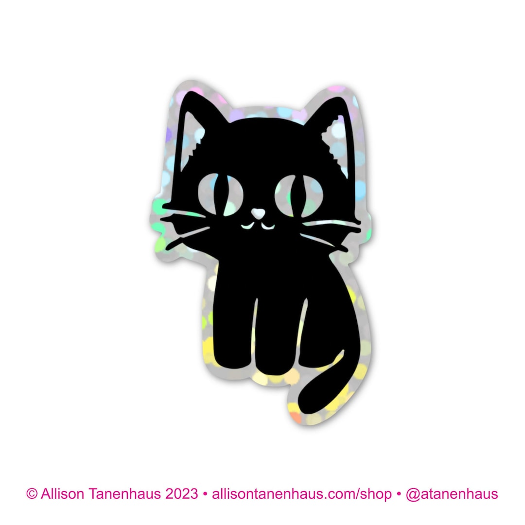Glitter Black Cat. Vinyl Kitty Sticker. Cat Laptop Sticker. Car Cat ...
