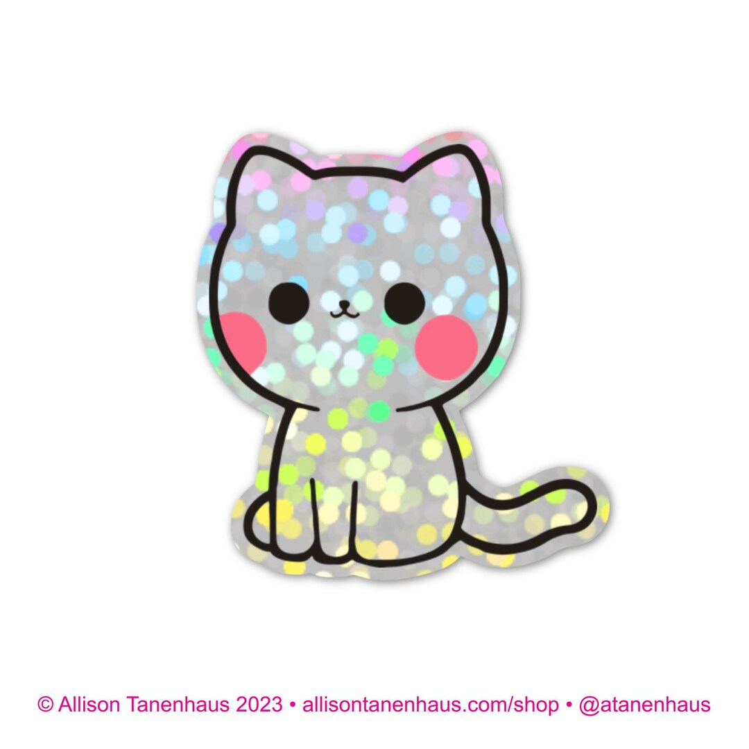 Glitter Anime Cat. Vinyl Kitty Sticker. Cat Laptop Sticker. Car Cat ...