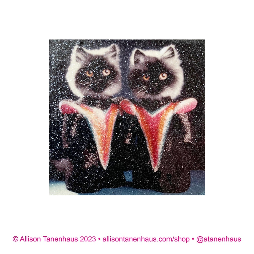 1970s Glam Cats Sticker. Glitter Kitty Sticker. Fluffy Black Cat Laptop ...