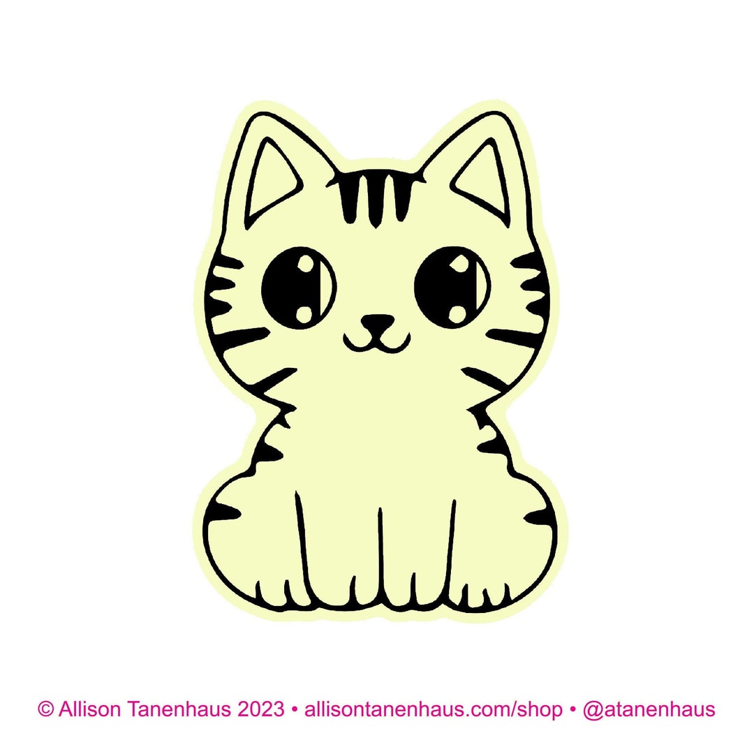 Glow-in-the-dark Cute Cat. Vinyl Kitty Sticker. Cat Laptop Sticker. Car ...