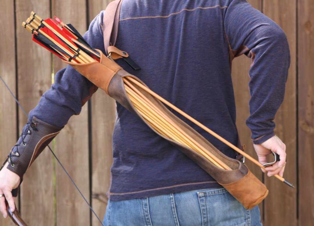 Large Dark Brown Two-tone Leather Quiver RIGHT Draw Back - Etsy