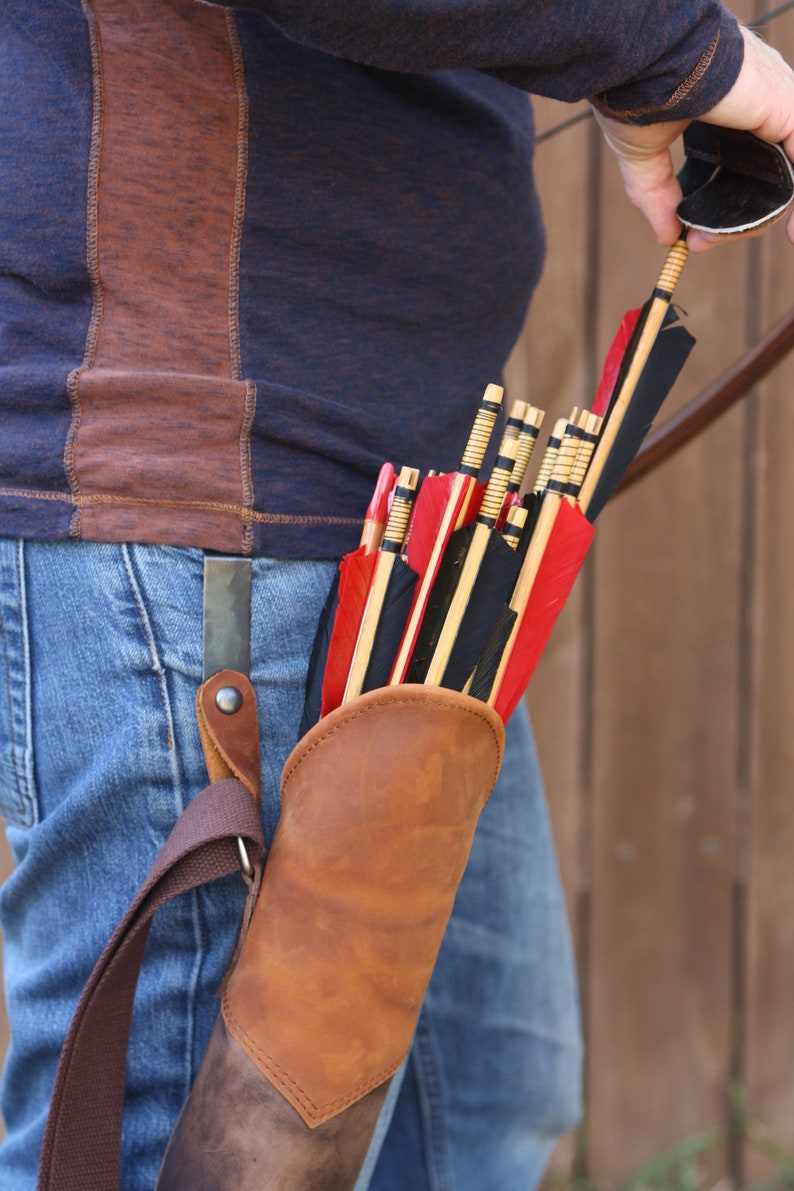 Large Dark Brown Two-tone Leather Quiver RIGHT Draw Back - Etsy