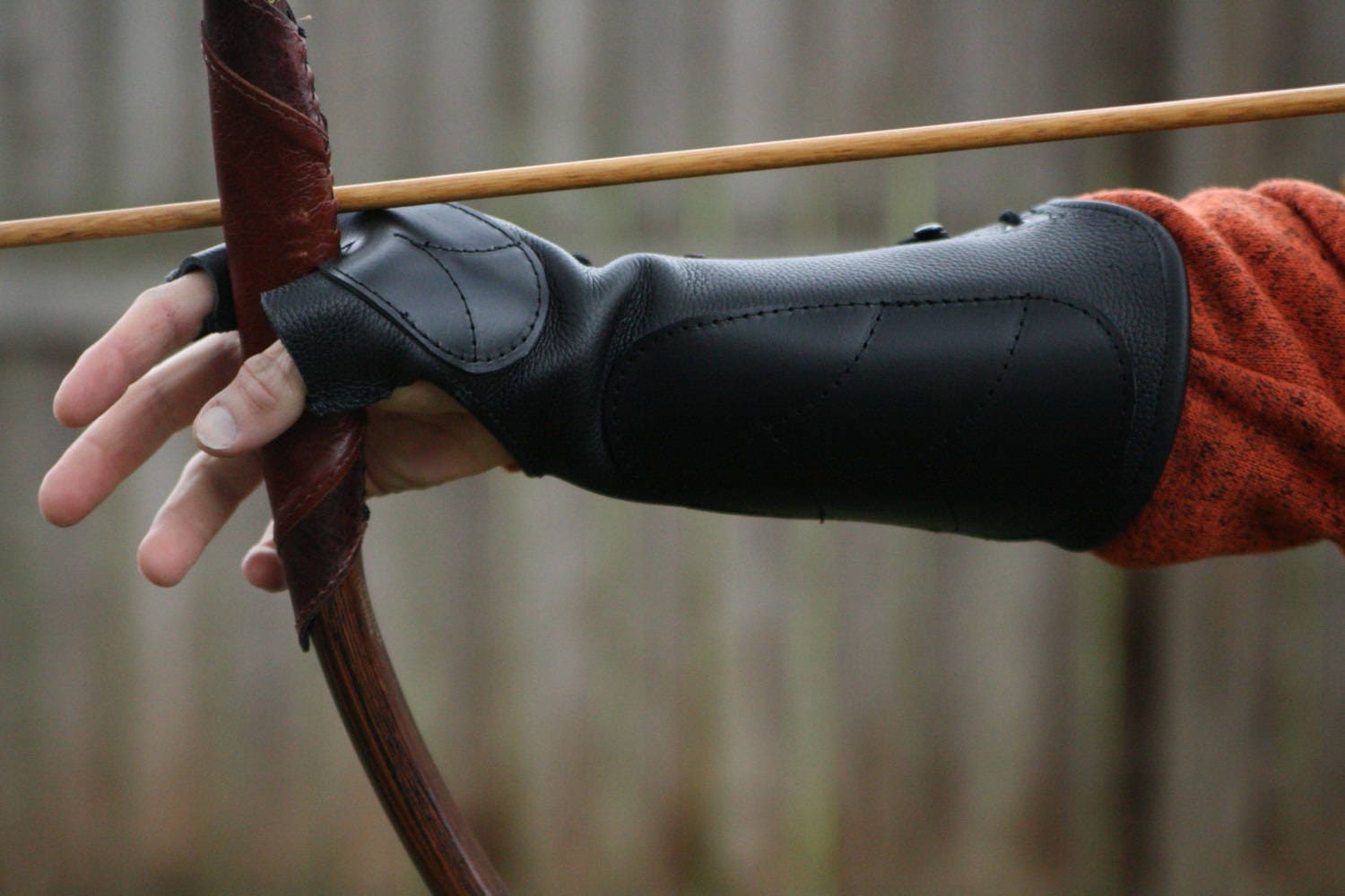 M/LG Black Leather Arm Guard & Bow Hand Shooting Glove Right | Etsy