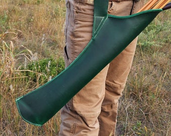 Green Leather Quiver - Right Side Reverse Draw - Etsy