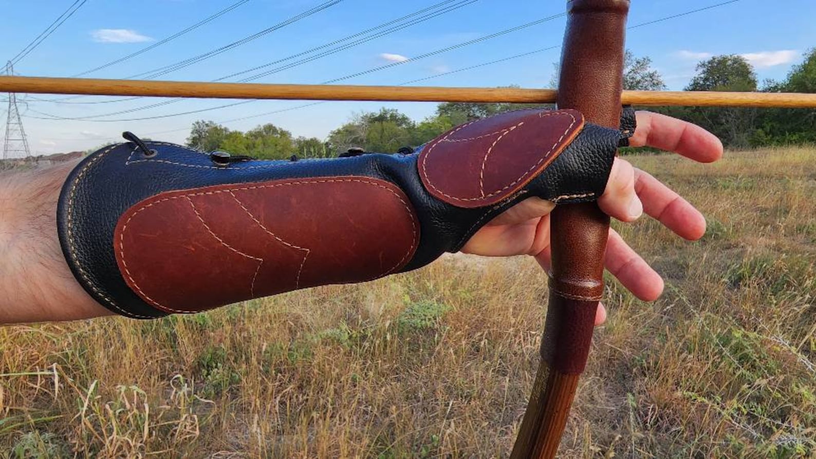 M/LG Black and Burgundy Leather Arm Guard & Bow Hand Shooting - Etsy