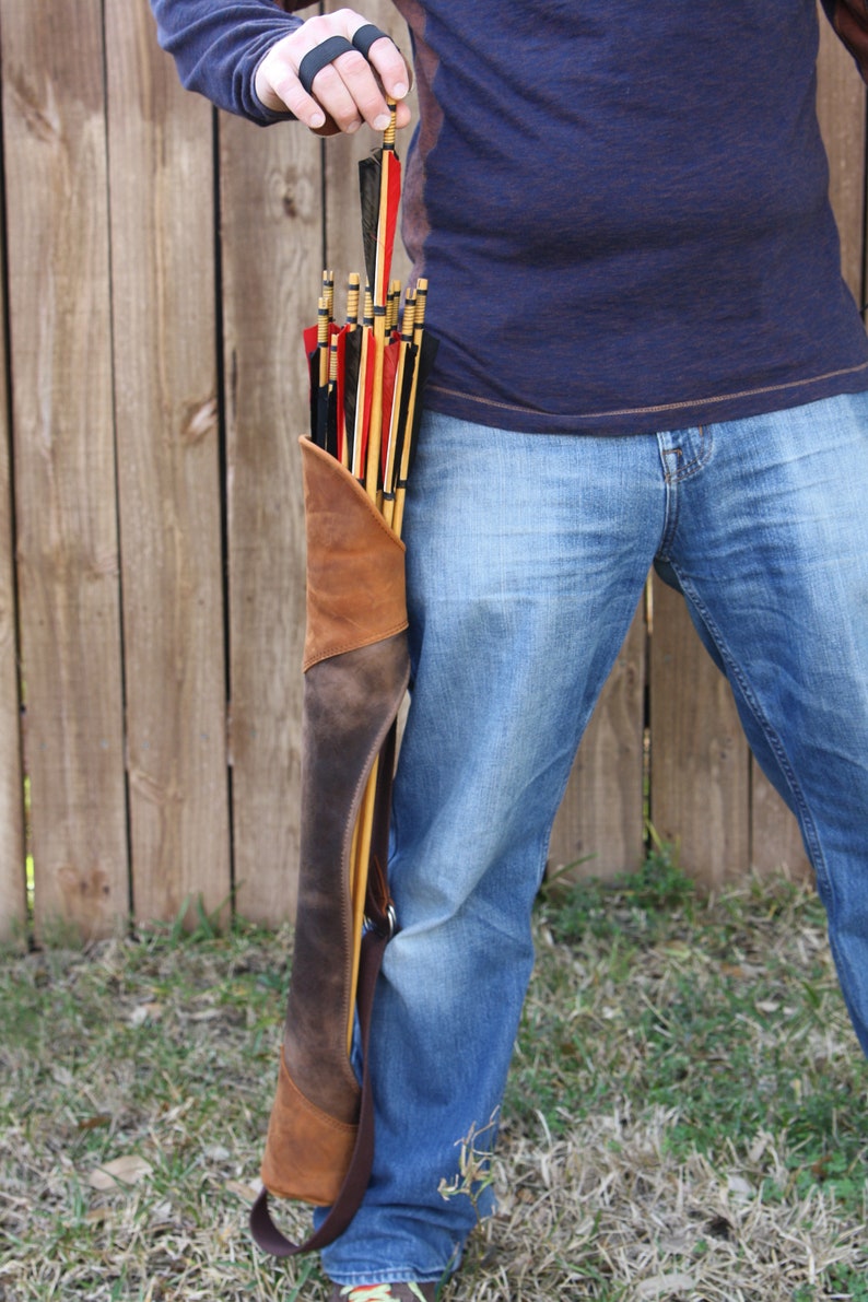 Large Dark Brown Two-tone Leather Quiver RIGHT Draw Back - Etsy