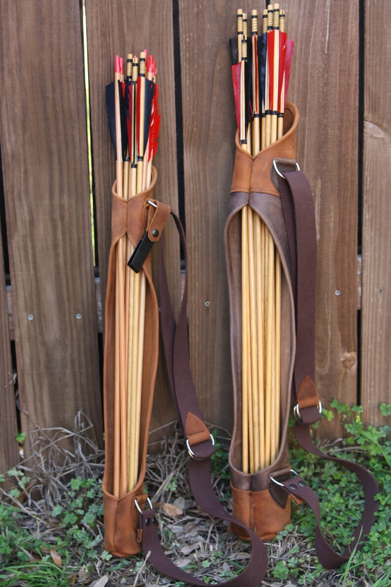 Large Dark Brown Two-tone Leather Quiver RIGHT Draw Back - Etsy