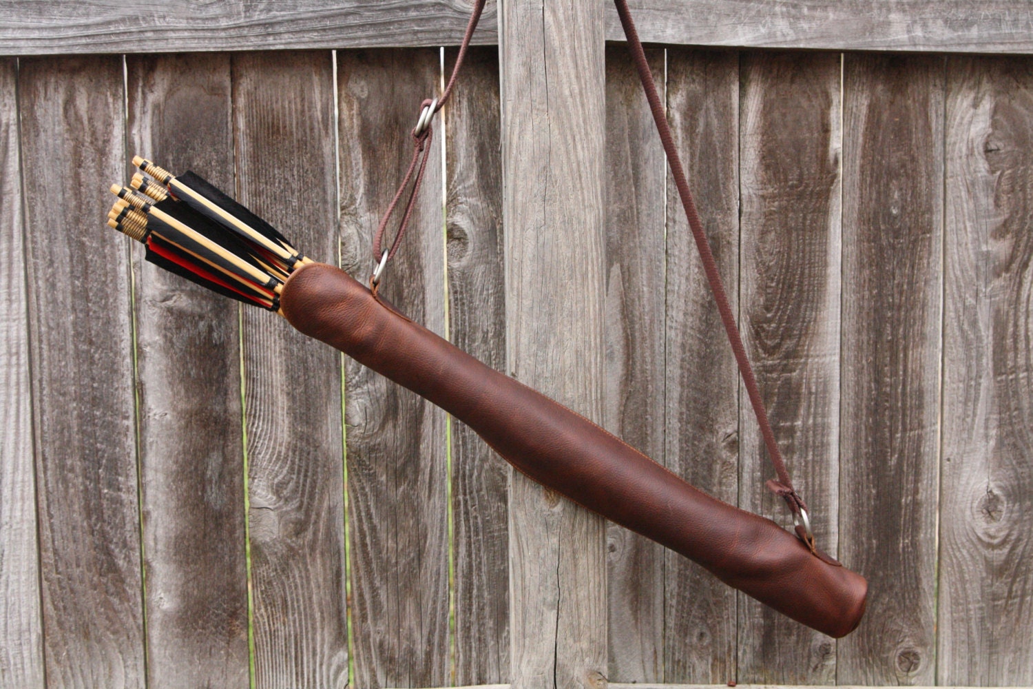 Brown Leather Quiver Left Side Reverse Draw | Etsy