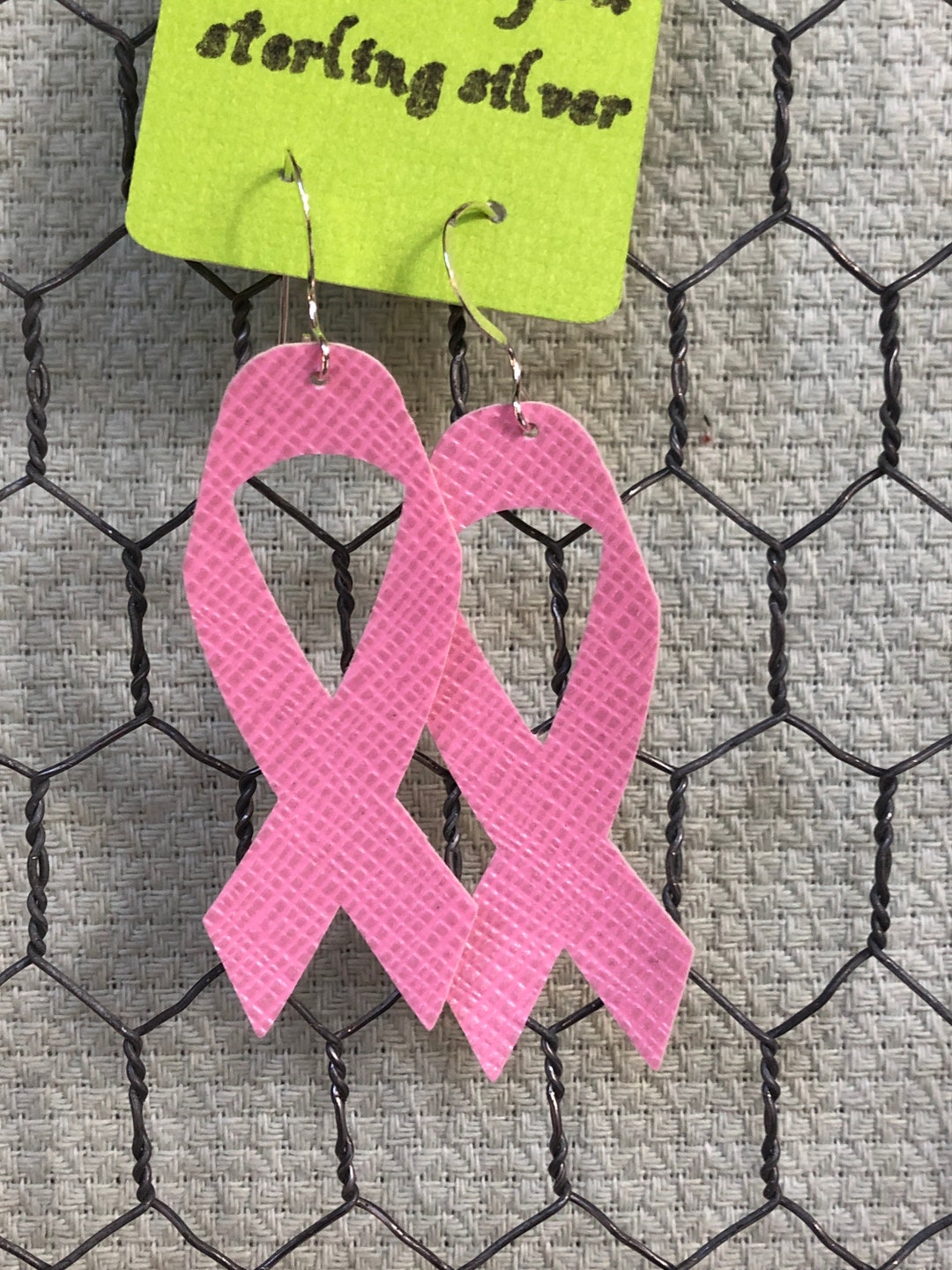 Pink Ribbon Earrings, Breast Cancer Awareness Ribbon, Faux Leather ...