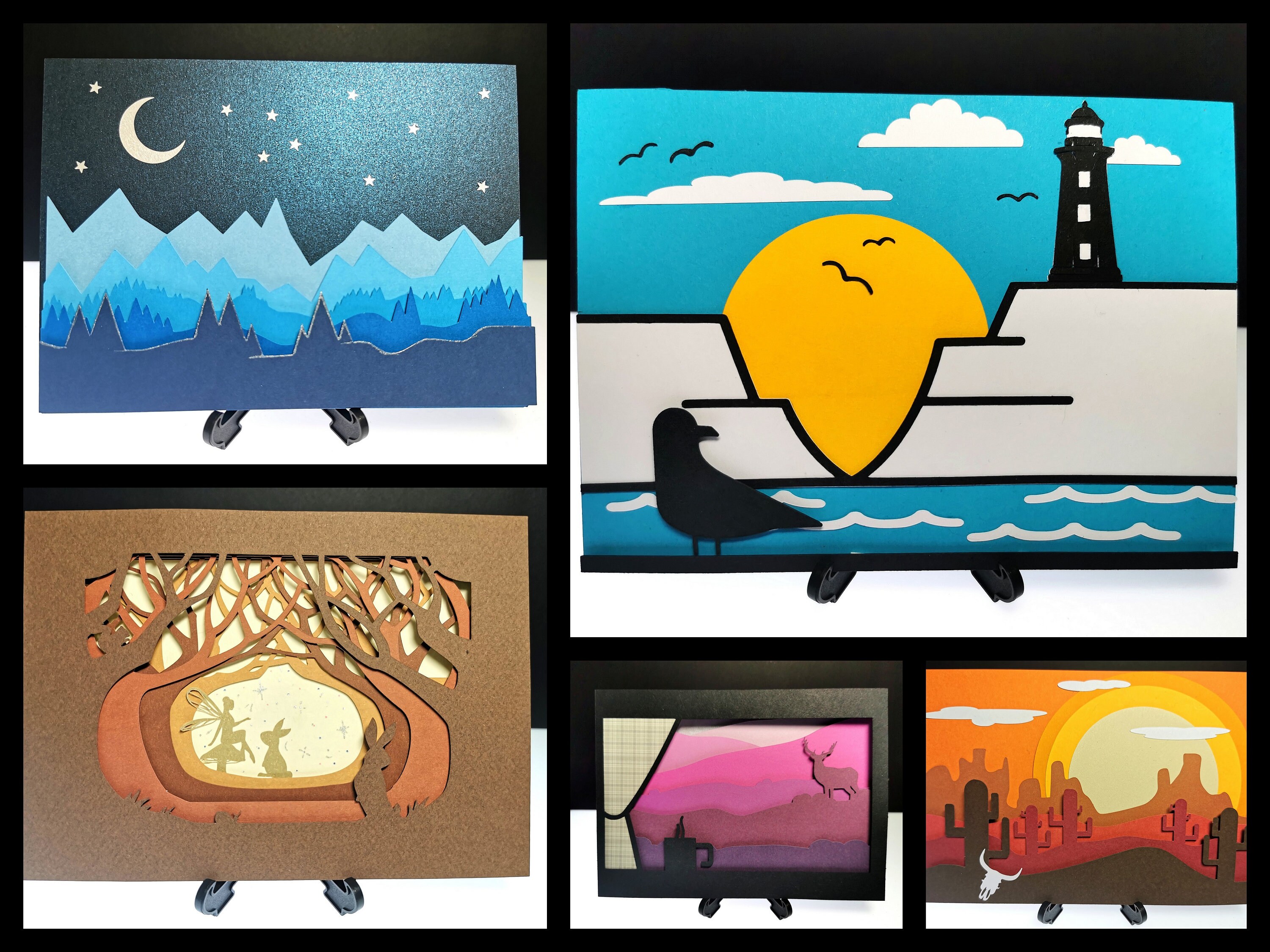 Layered Landscape Digital Papercut Tonal Landscape - Etsy