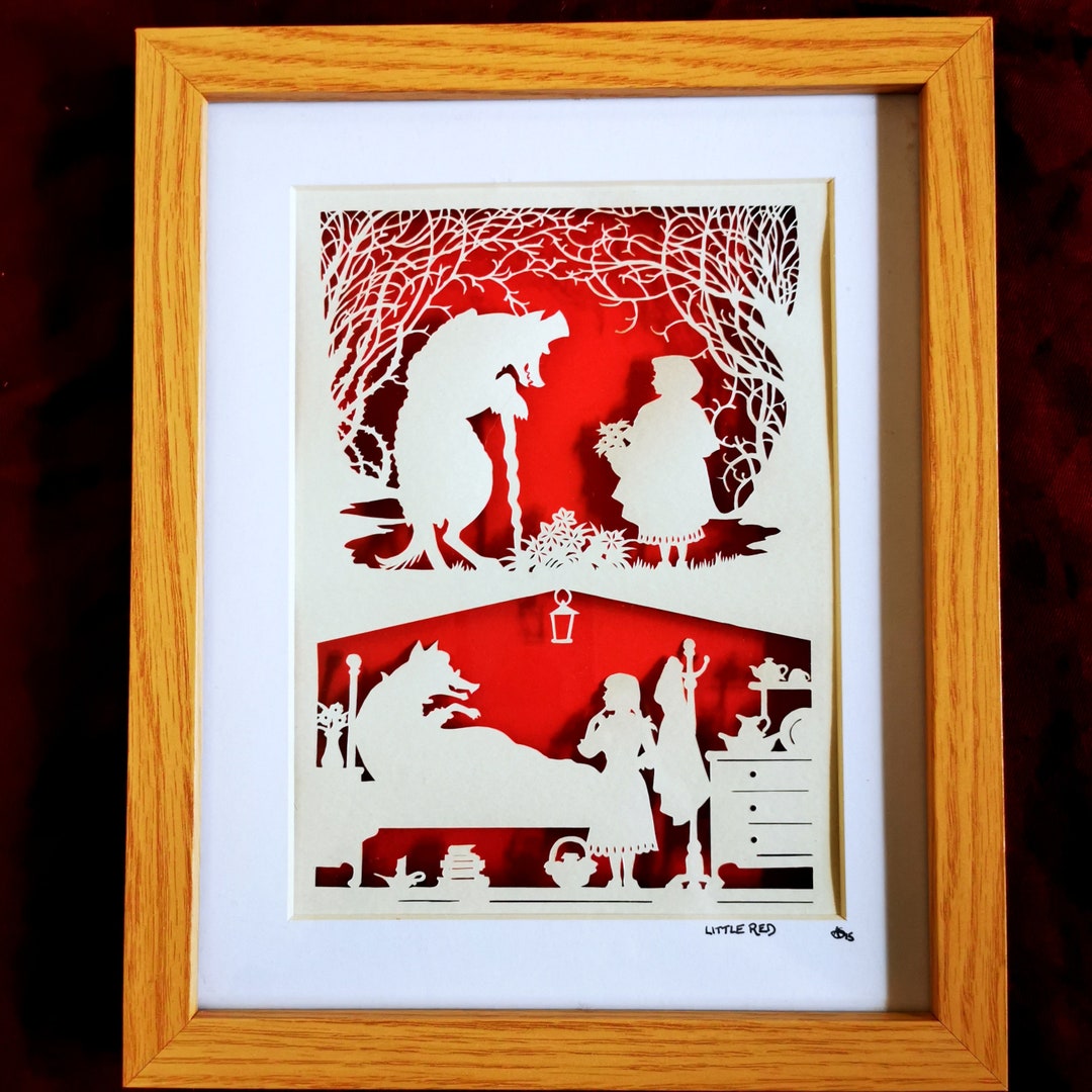 Wall Decor - Hand-made, Framed, Paper Art - Fairytales - Little Red ...