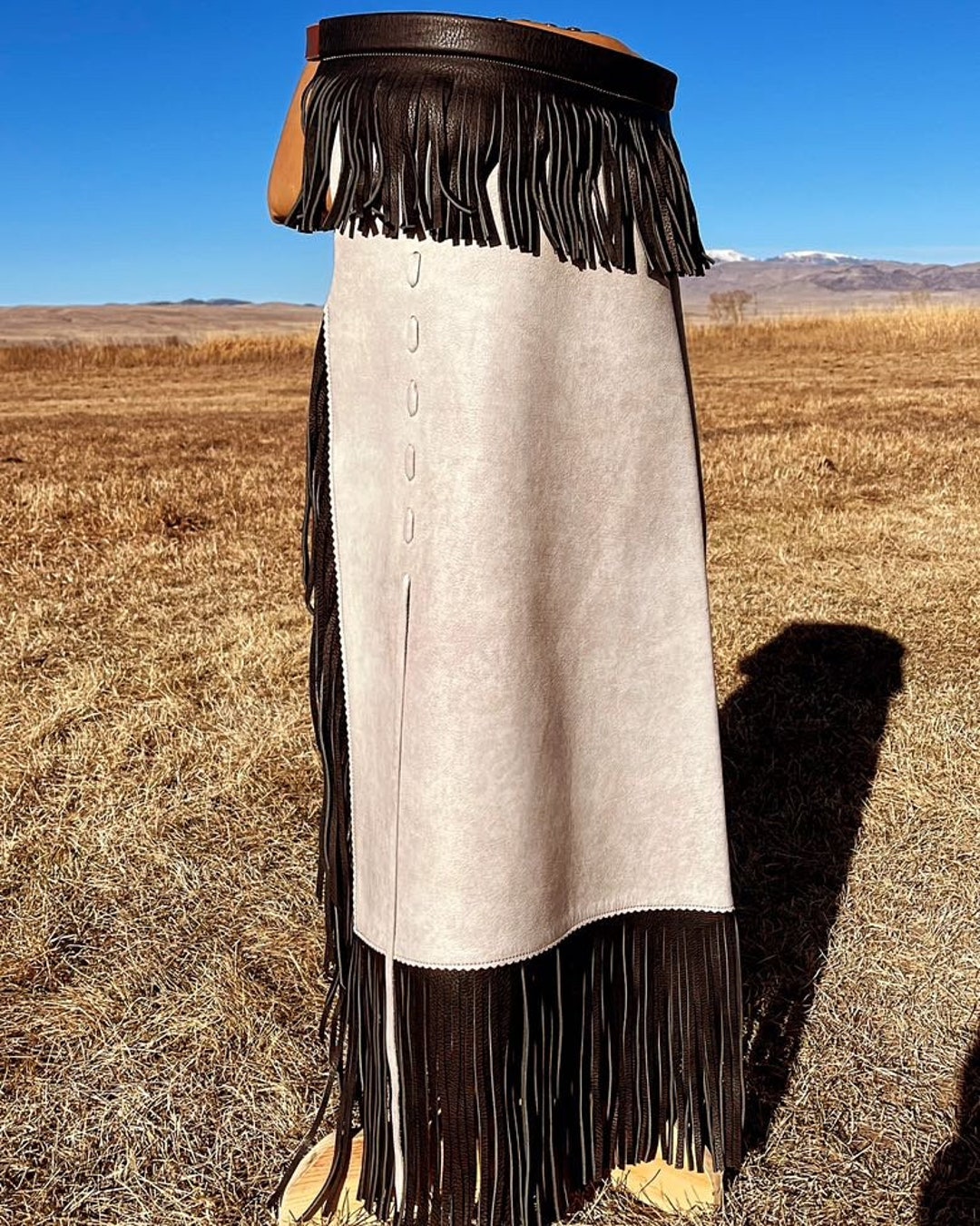 Beautiful Supple Custom Grey Armitas With Black Fringe Soft, Supple ...