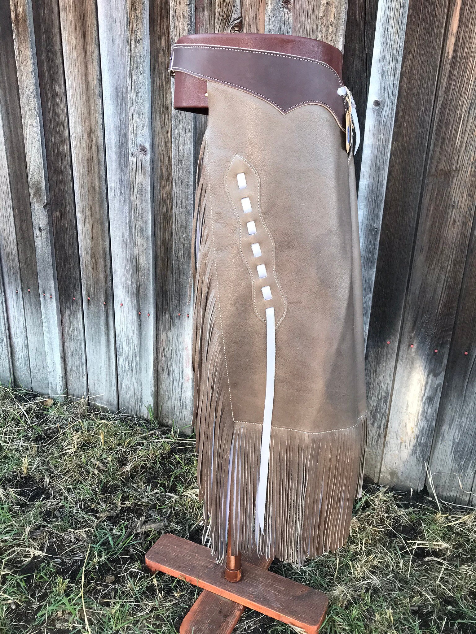 Custom Made Armita Style Chinks. Fully Adjustable. Soft Grey Leather ...