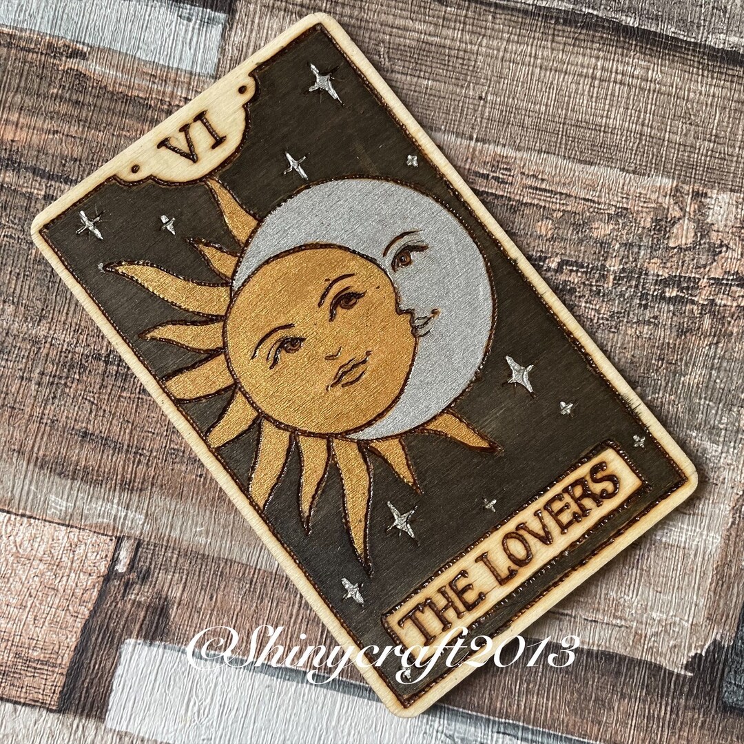 The Lovers Tarot Card Art Woodburning Pyrography Wooden - Etsy