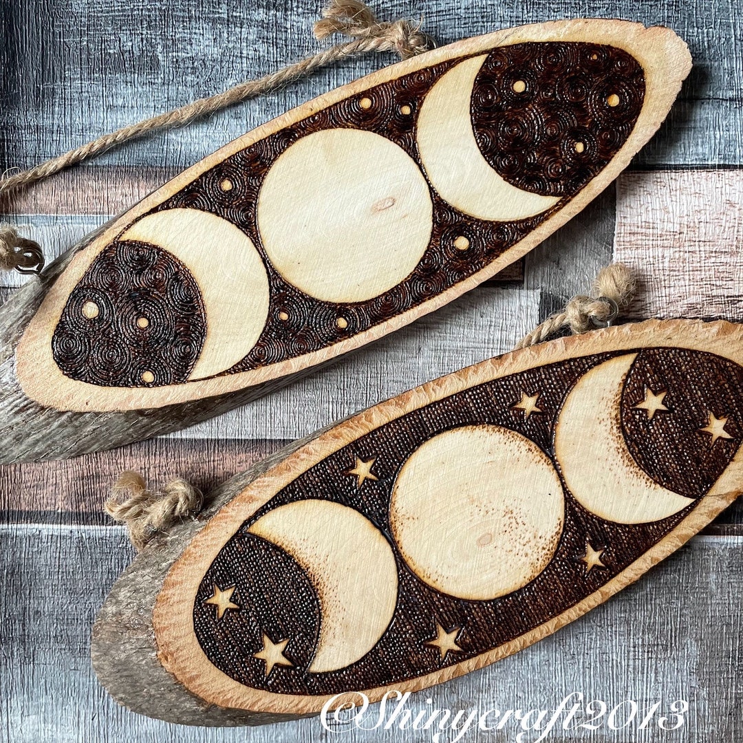 Moon Phases Wooden Sign Woodburning Pyrography - Etsy