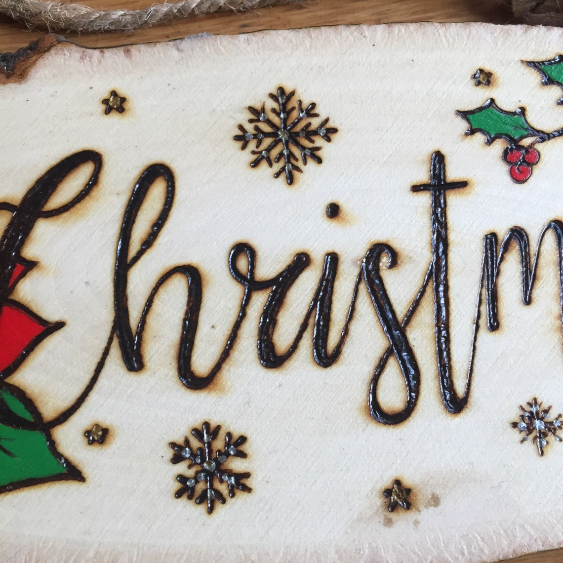 Christmas Pyrography Wooden Hanging Sign Christmas Decoration - Etsy