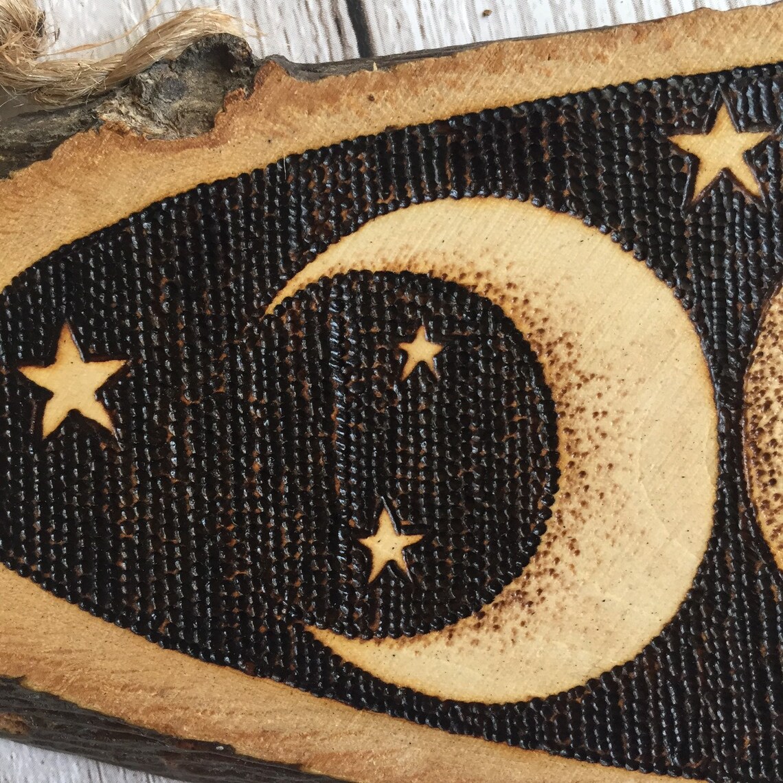 Moon Phases Wooden Sign Woodburning Pyrography | Etsy