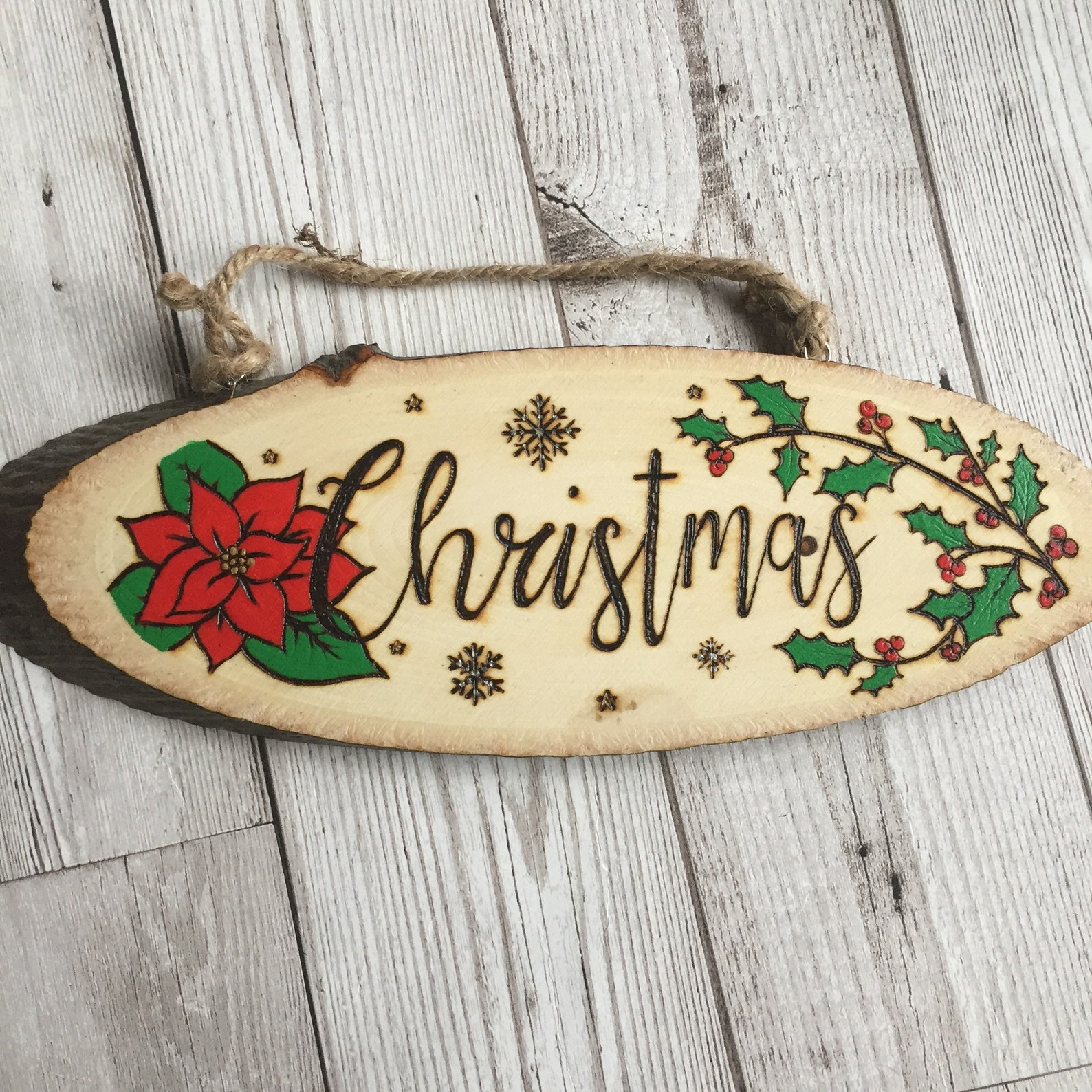 Christmas Pyrography Wooden Hanging Sign Christmas Decoration - Etsy