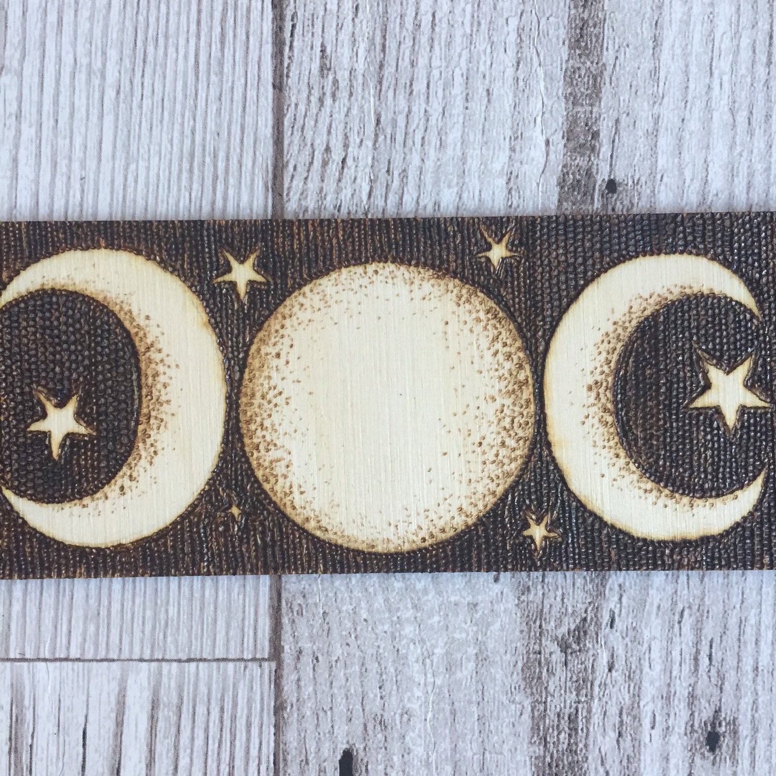Pyrography Wood Burning Moon Phases Wooden Boomark Triple | Etsy
