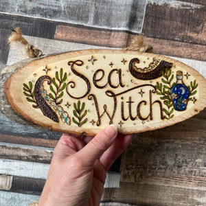 Sea Witch Pyrography Wooden Hanging Sign Woodburning Witch - Etsy