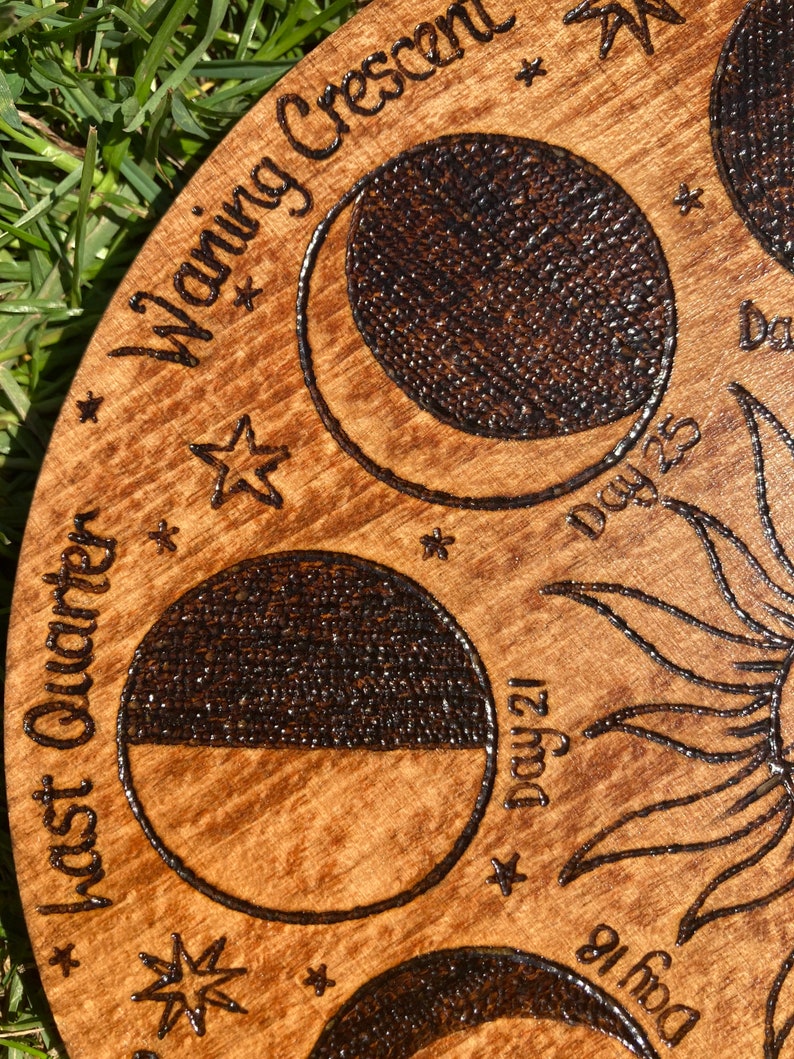Moon Phases Wooden Wheel Witch Altar Decor Altar Tools | Etsy