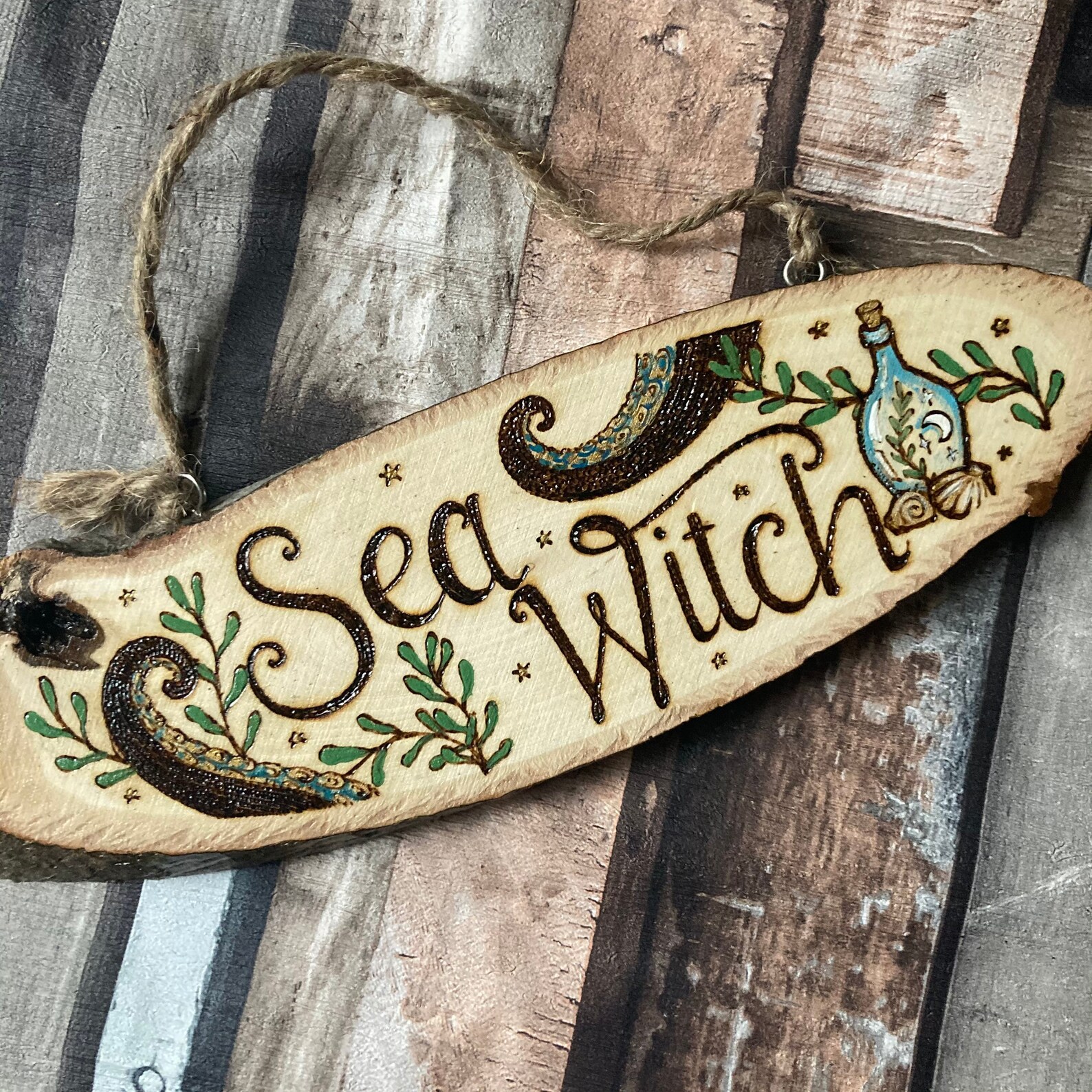 Sea Witch Pyrography Wooden Hanging Sign Woodburning Witch - Etsy