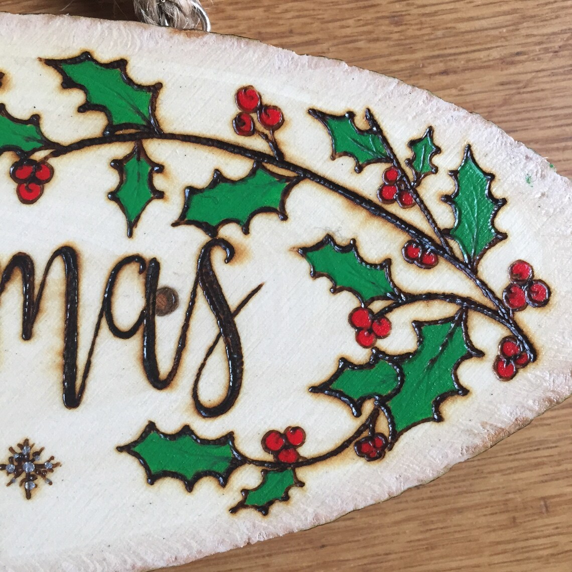 Christmas Pyrography Wooden Hanging Sign Christmas Decoration - Etsy