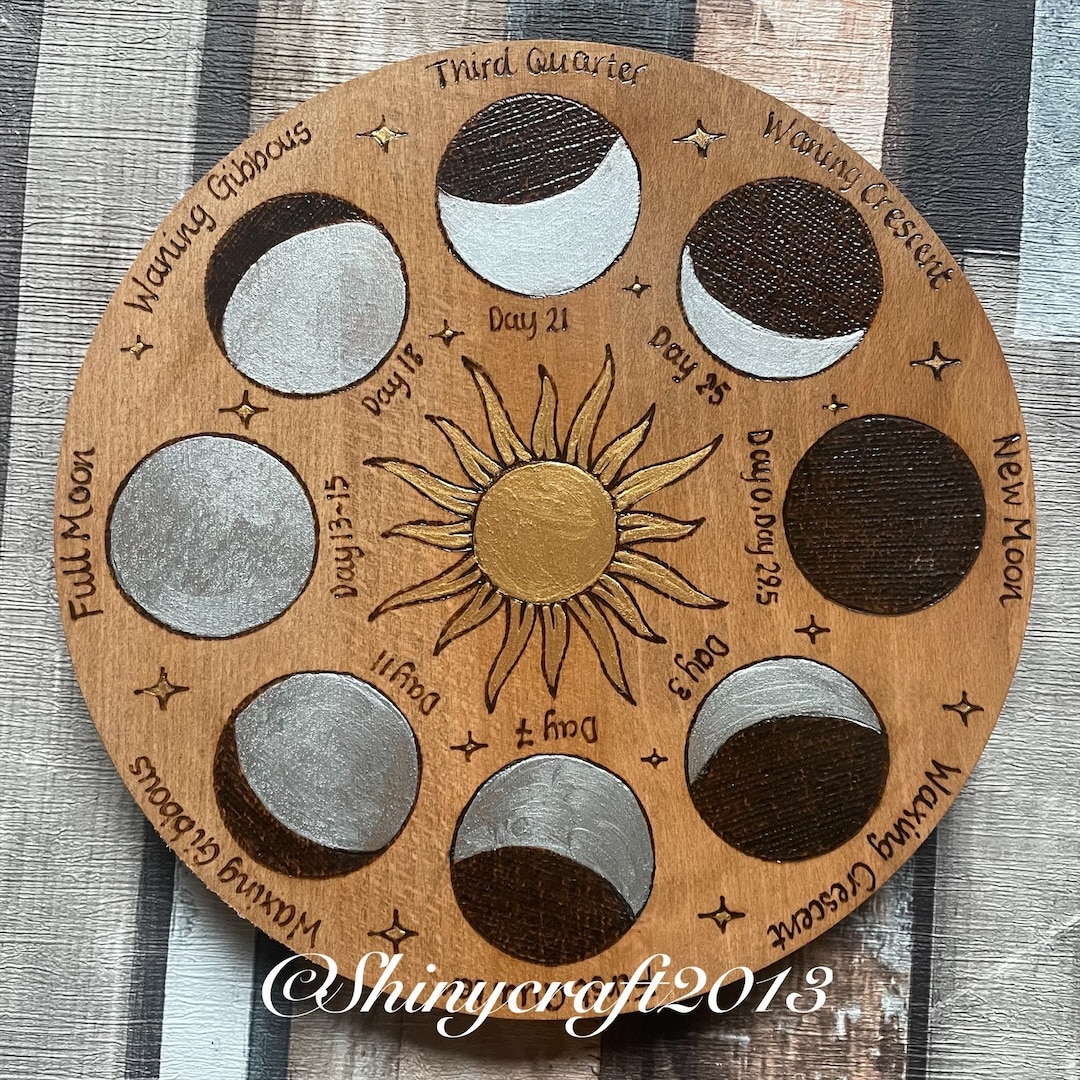 Moon Phases Wooden Wheel, Witch Altar Decor, Altar Tools, Witches Gift ...