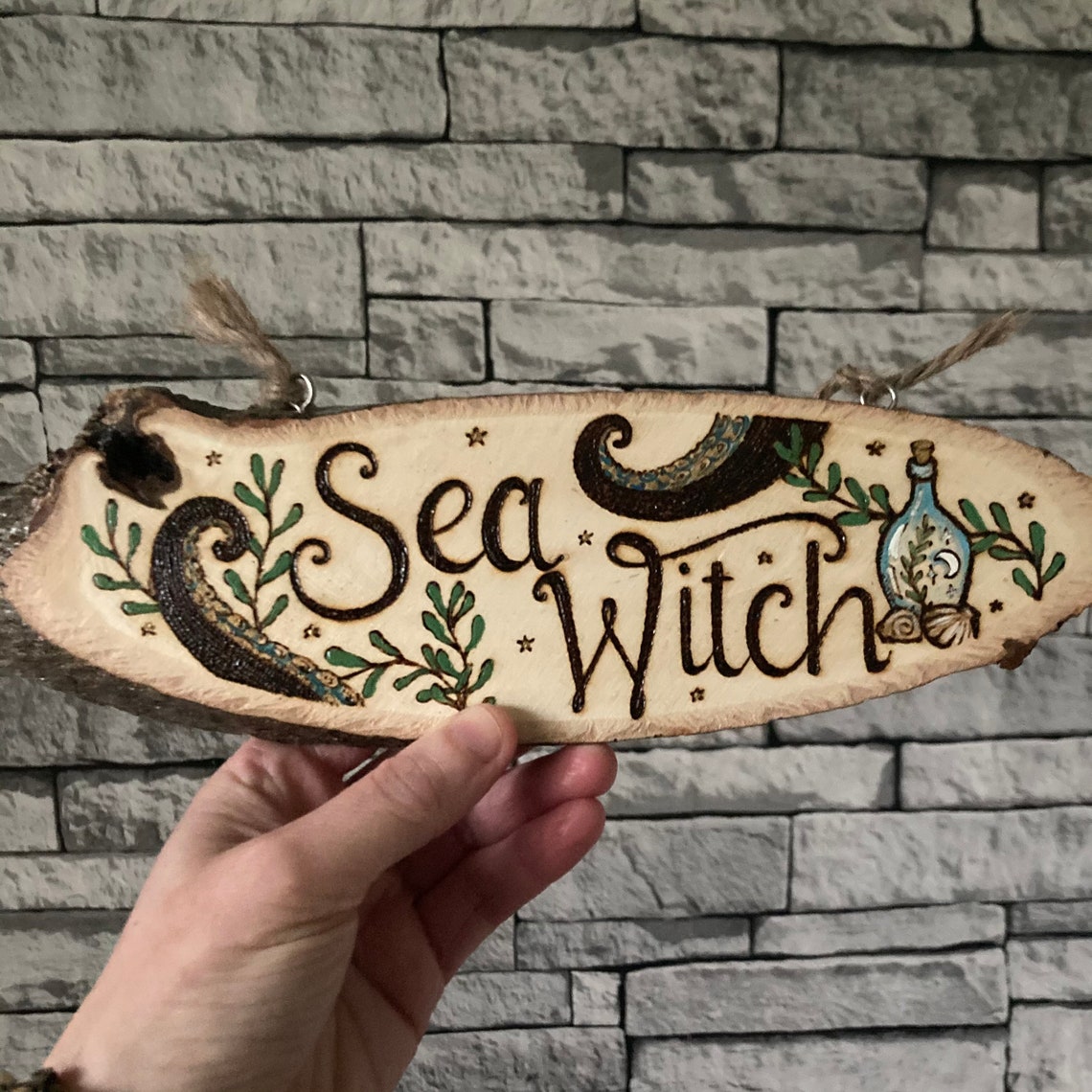 Sea Witch Pyrography Wooden Hanging Sign Woodburning Witch - Etsy