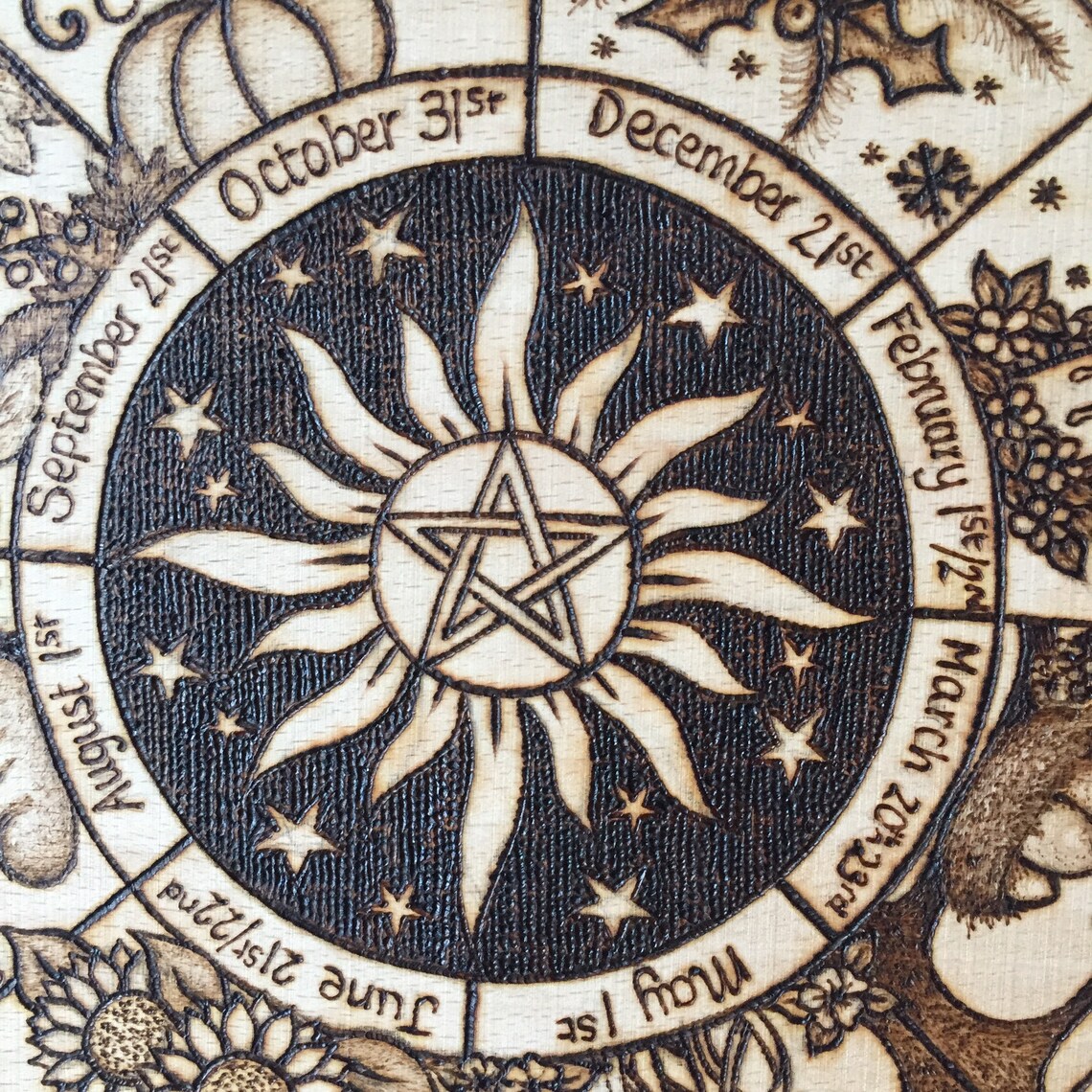 Wheel of the Year Pagan Sabbats Altar Decor Pyrography - Etsy
